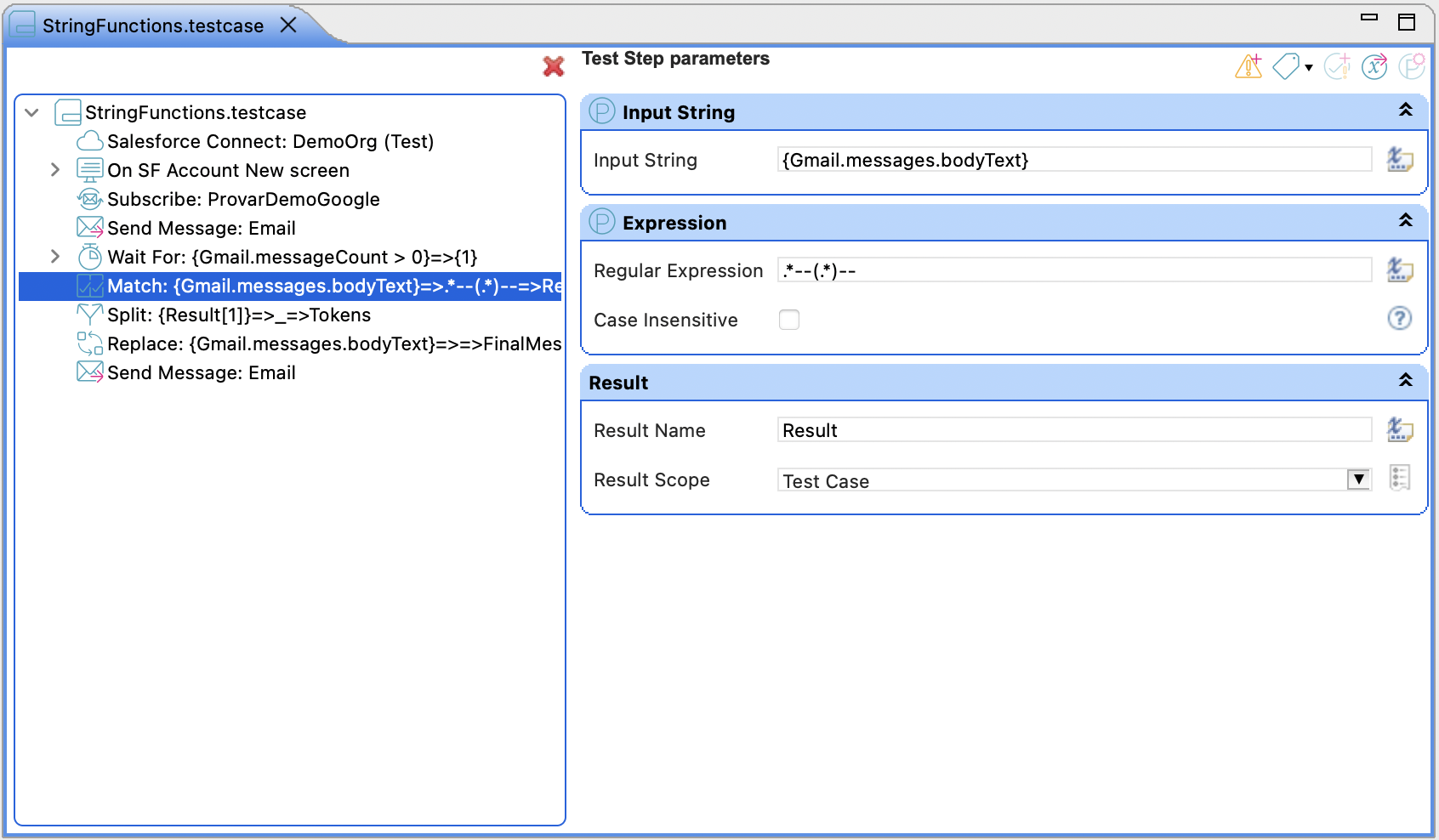 String Test Steps Provar Documentation